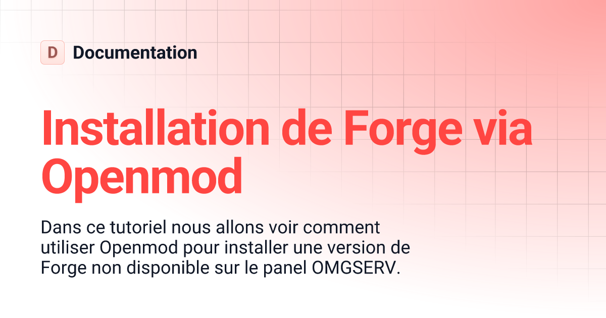 Installation de Forge via Openmod | Documentation