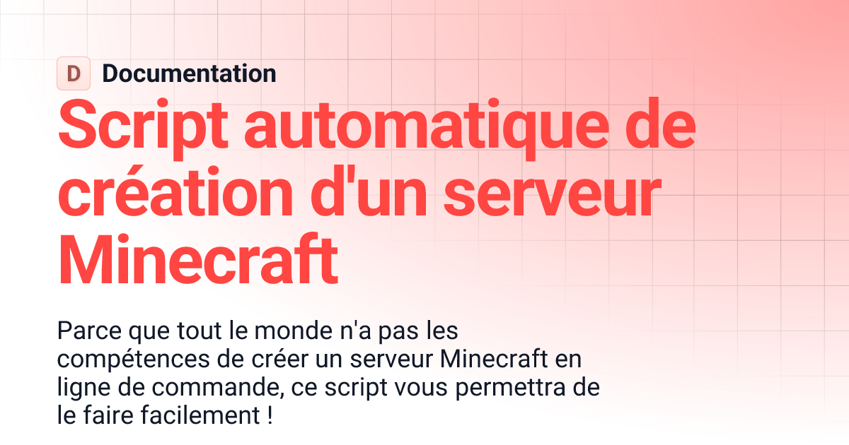 Script automatique de création d'un serveur Minecraft | Documentation