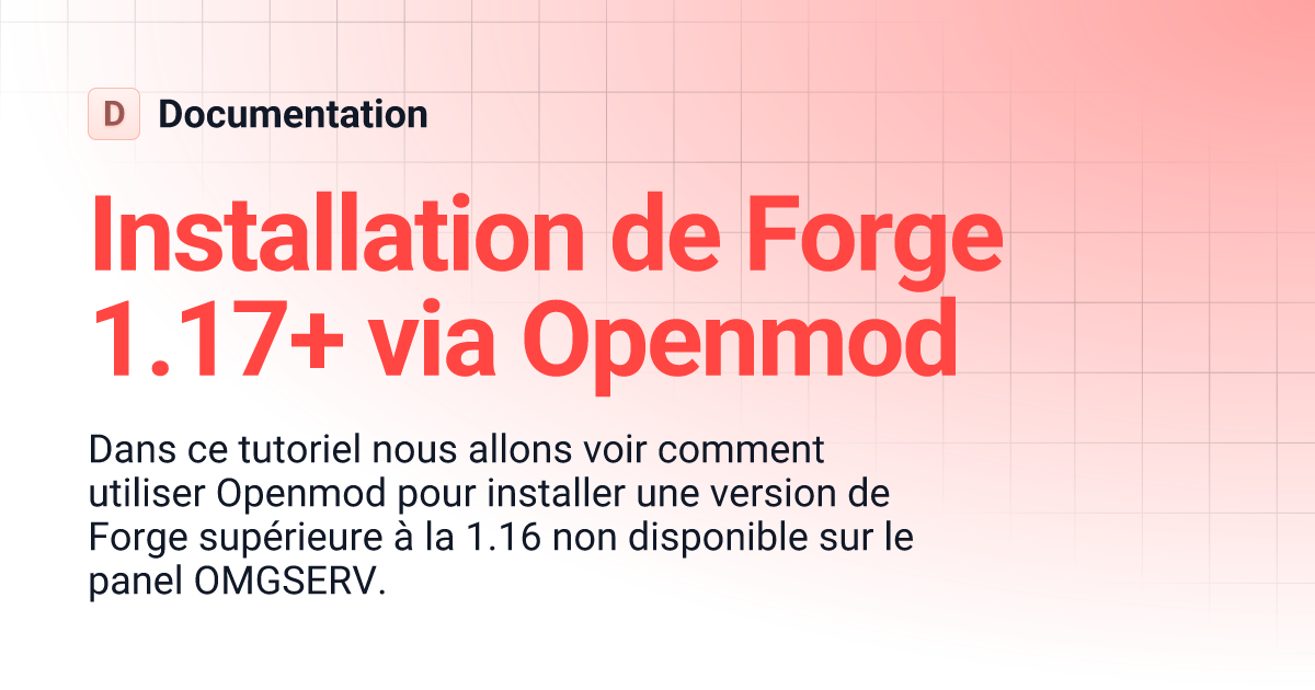 Installation de Forge 1.17+ via Openmod | Documentation